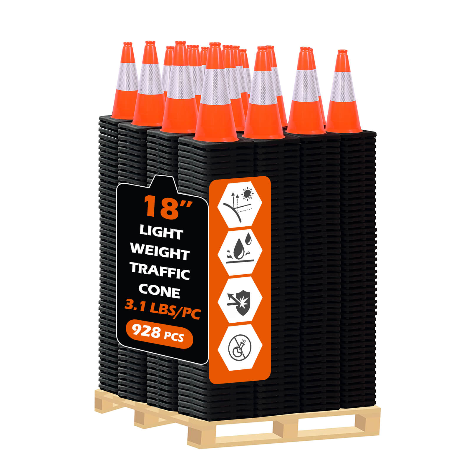 Wide Body MUTCD Black Base Traffic Cone – Besea Cone